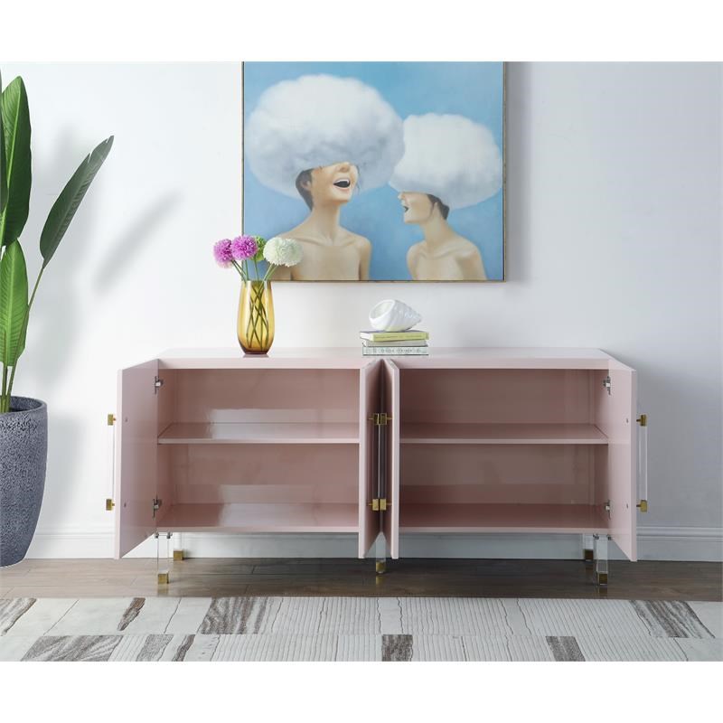 Meridian Furniture Anastasia Solid Wood Sideboard/Buffet in Pink ...