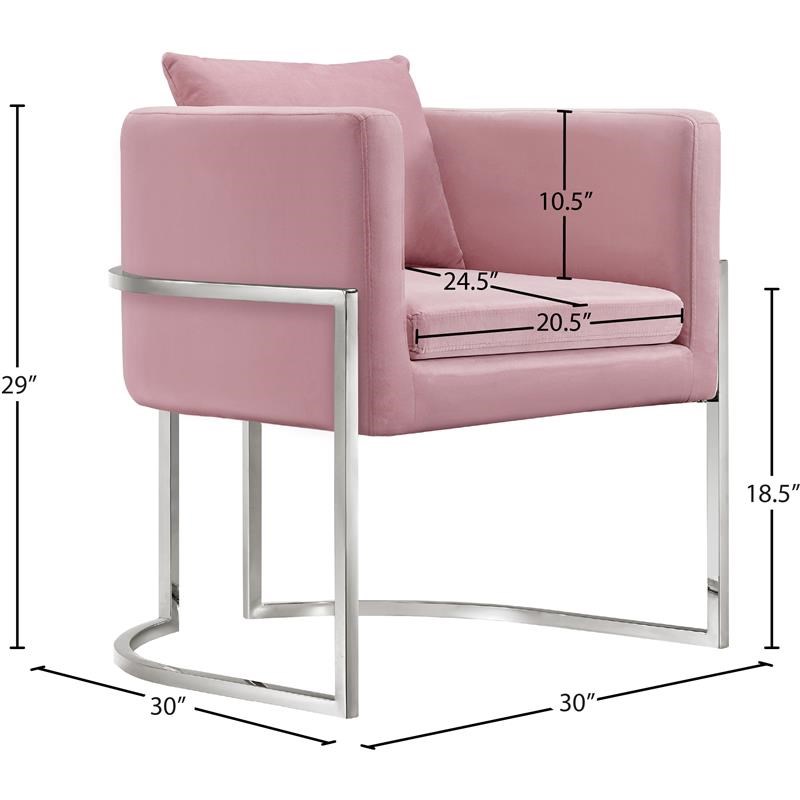 Meridian Furniture Pippa 18.5"H Velvet Accent Chair in Pink and Chrome ...
