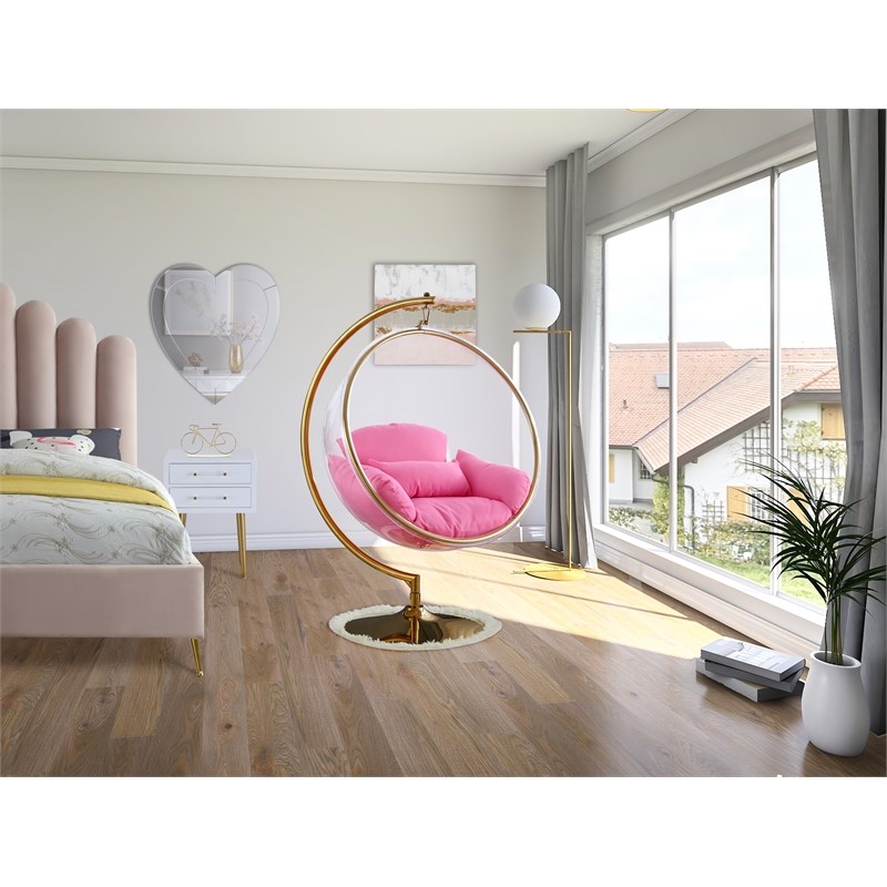 Meridian Furniture Luna Fabric Acrylic Swing Bubble Accent Chair in ...