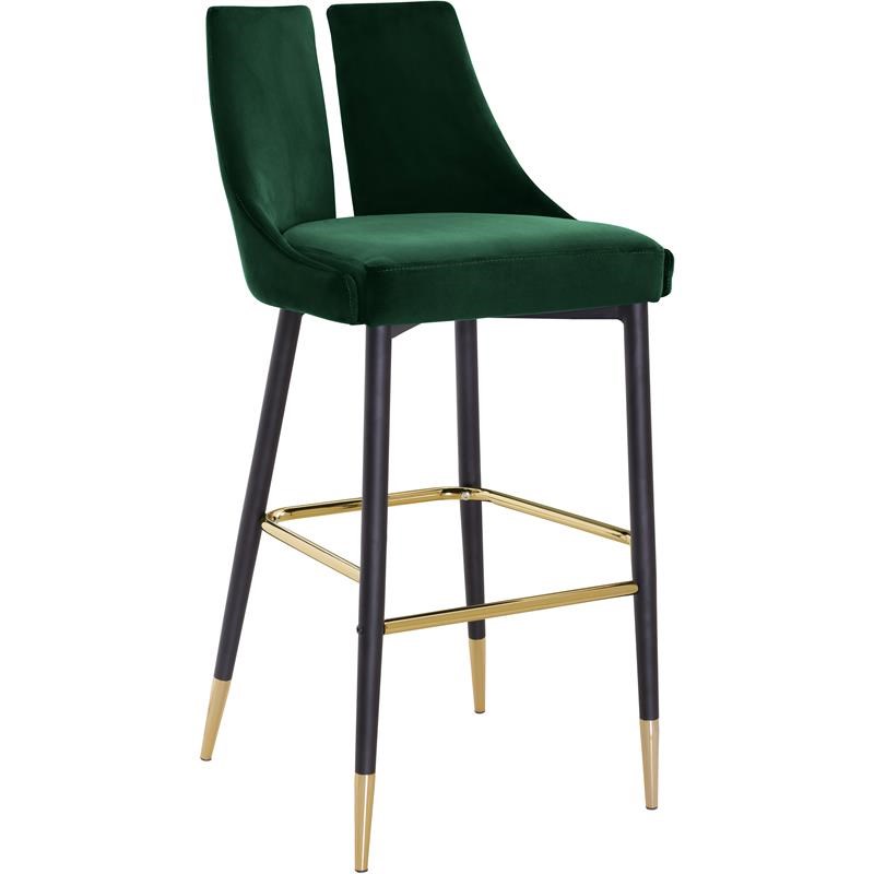 Meridian Furniture Sleek Green Velvet Stool (Set of 2) | Homesquare