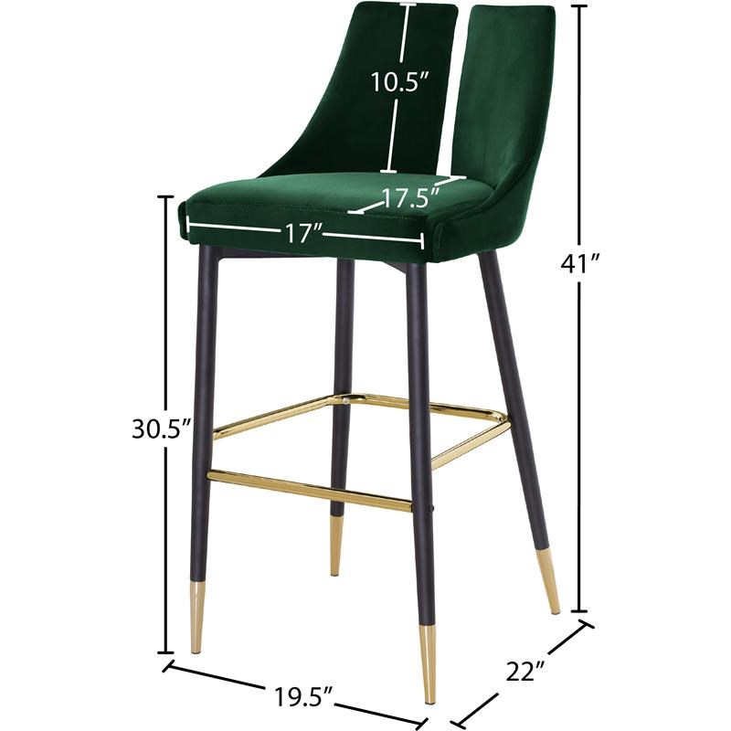 Meridian Furniture Sleek Green Velvet Stool (Set of 2) | Homesquare