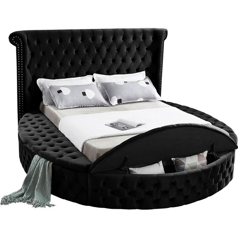 Meridian Furniture Luxus Black Velvet King Bed Homesquare