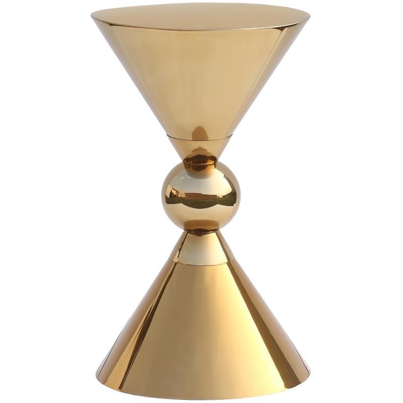 Meridian Furniture Malia Gold Metal Hourglass Shaped End Table | Homesquare