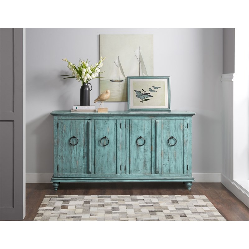 Martin Svensson Home Garden District Rustic Turquoise Solid Wood 65" TV ...