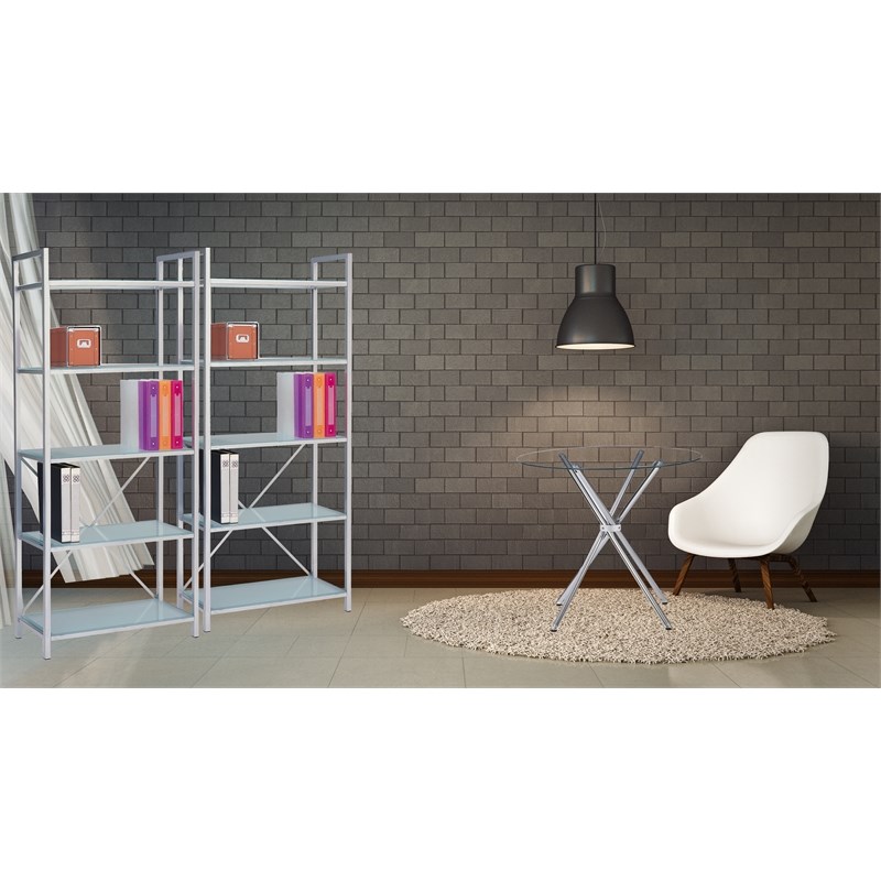 New Spec Contemporary Metal Bookcases in Silver | Homesquare