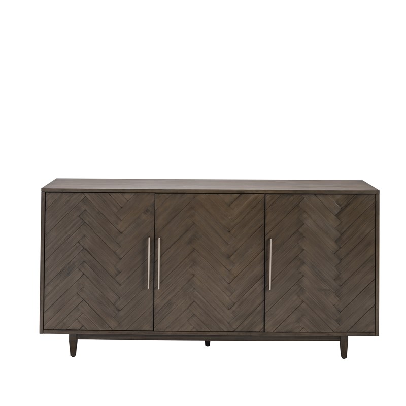 Crestview Collection 3-Door Wood Chevron Pattern Sideboard in Brown ...