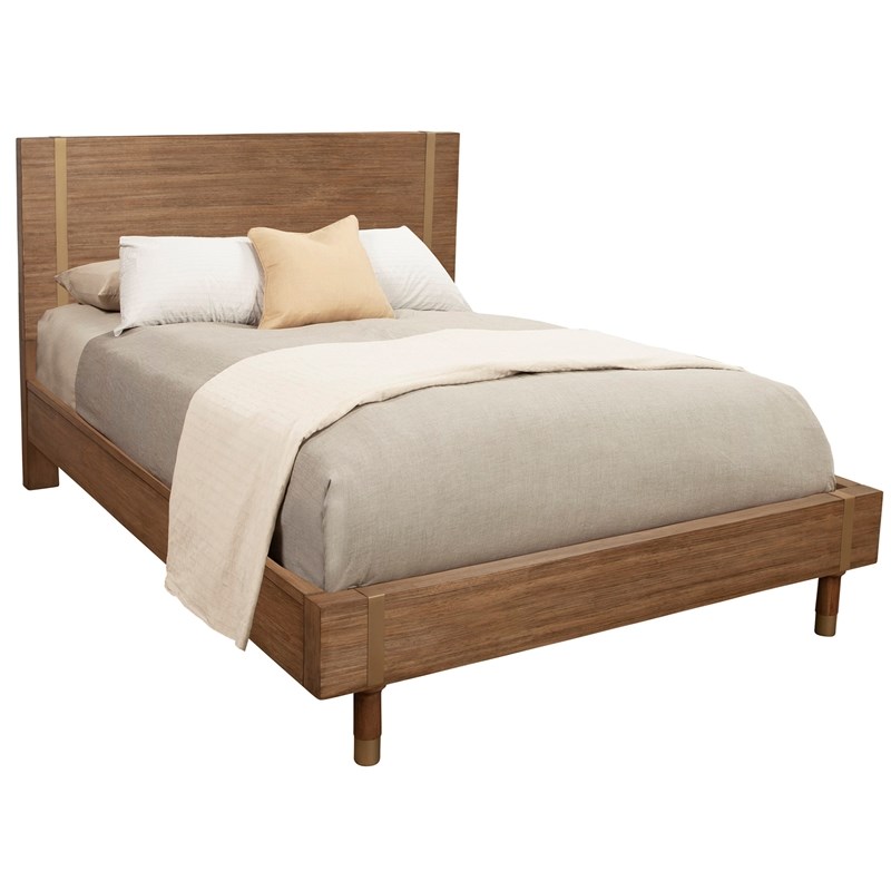 Alpine Furniture Easton Full Size Wood Platform Bed in Sand (Beige ...