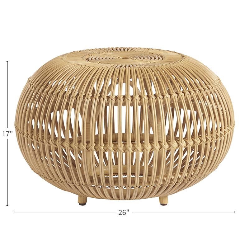 Escape Small Round Accent Table in Woven Rattan Finish | Homesquare