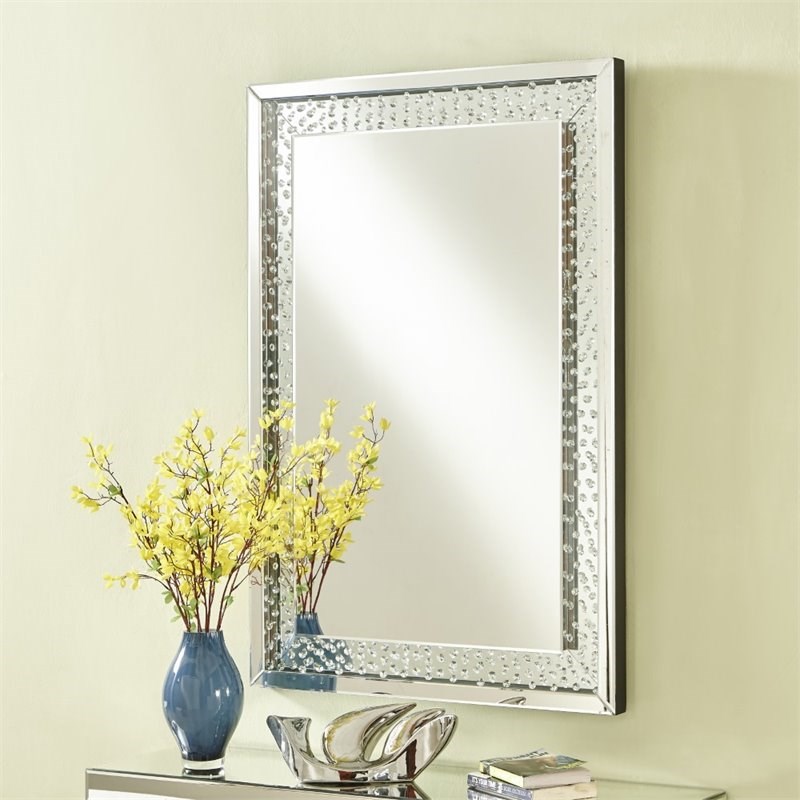Elegant Decor Sparkle 36" x 24" Contemporary Clear Crystal Frame Mirror ...