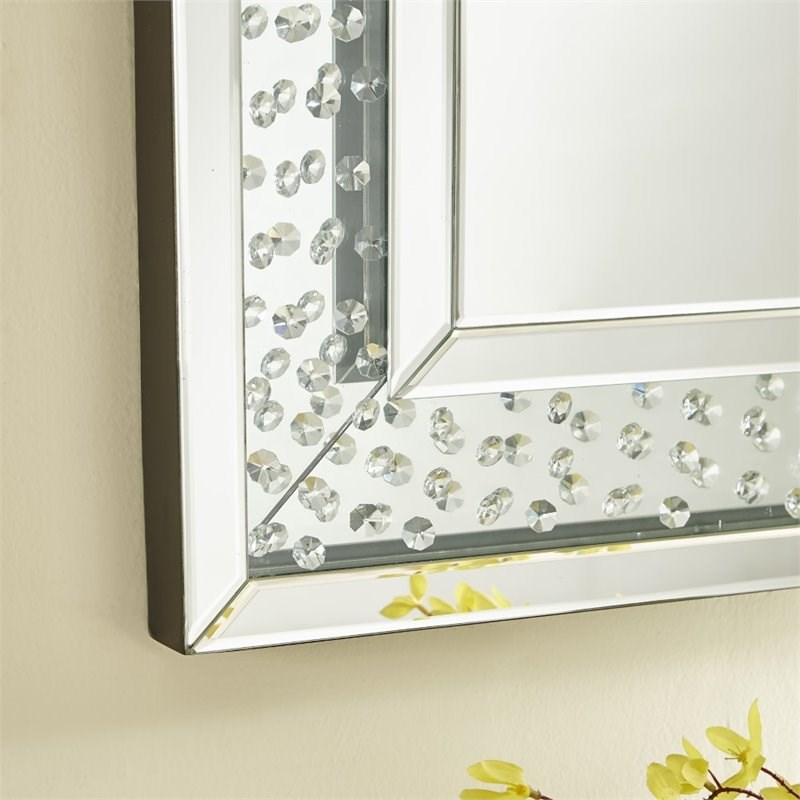 Elegant Decor Sparkle 36" x 24" Contemporary Clear Crystal Frame Mirror ...