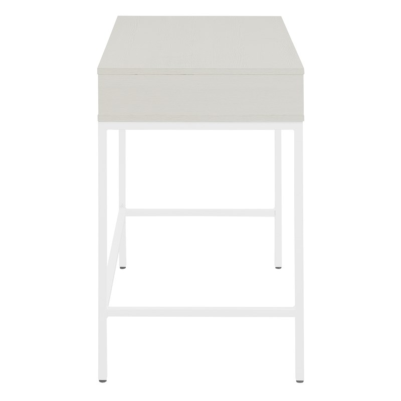 Contempo 40-Inch Desk with Drawer and Shelf in White Finish with Metal ...