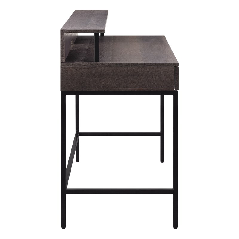 Contempo 40-Inch Desk with 2 drawers and shelf hutch in Brown Wood ...