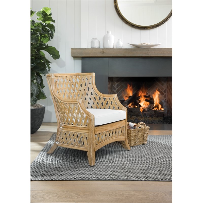 Kona Chair with Cream Cushion and Natural Stained Rattan Frame | Homesquare