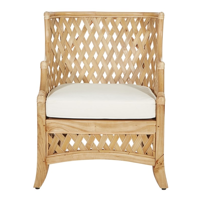 Kona Chair with Cream Cushion and Natural Stained Rattan Frame | Homesquare