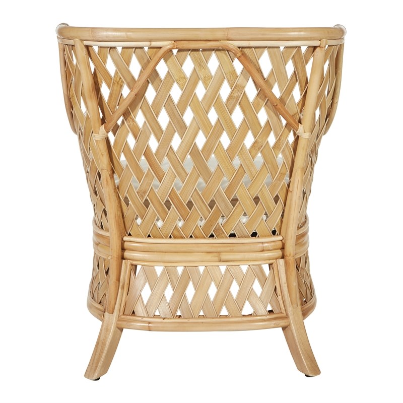Kona Chair with Cream Cushion and Natural Stained Rattan Frame | Homesquare