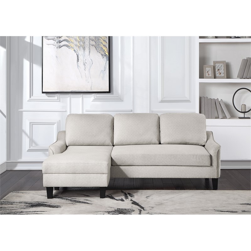Lester Sofa with Chaise and Twin Sleeper in Cement Gray Fabric with ...