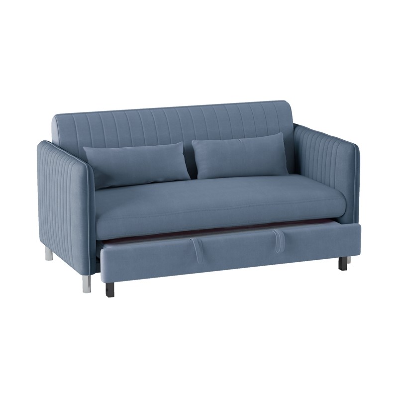 Lexicon Greenway Velvet Upholstered Click Clack Convertible Sofa in ...