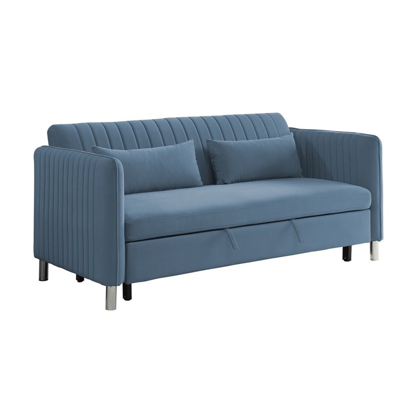 Lexicon Greenway Velvet Upholstered Click Clack Convertible Sofa in ...