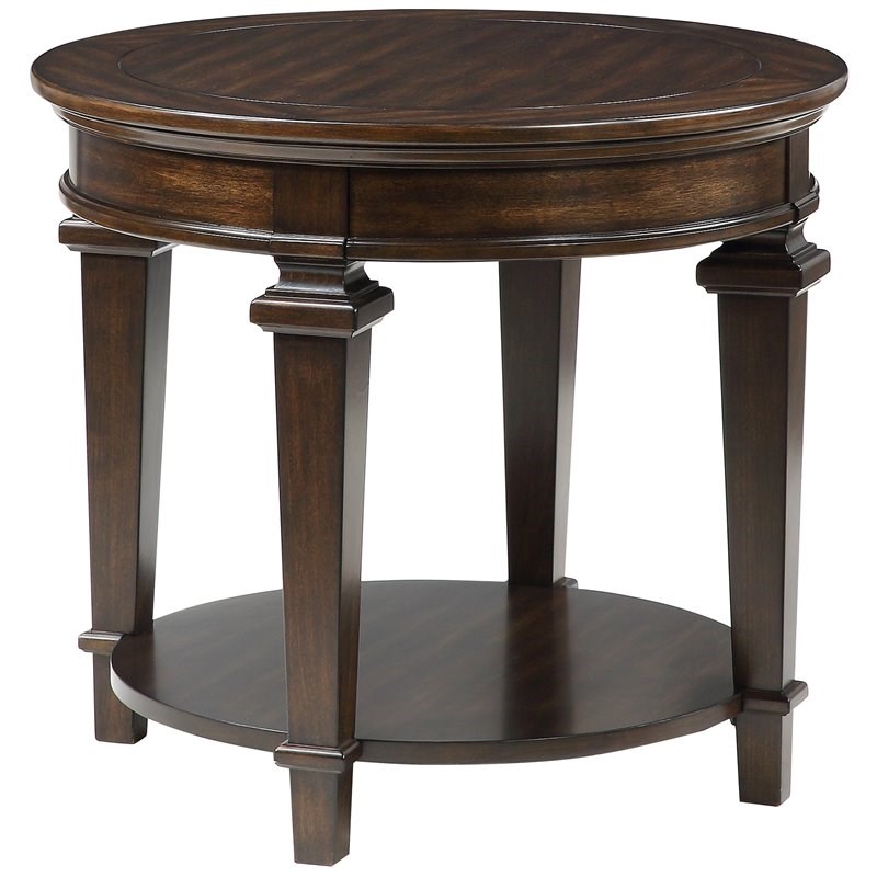 lexicon tobias 28" round traditional wooden end table in espresso ...