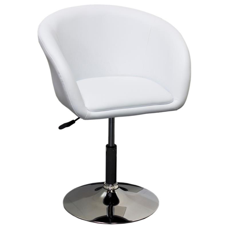 Best Master Furniture Faux Leather Swivel Coffee Chair in White/Chrome ...