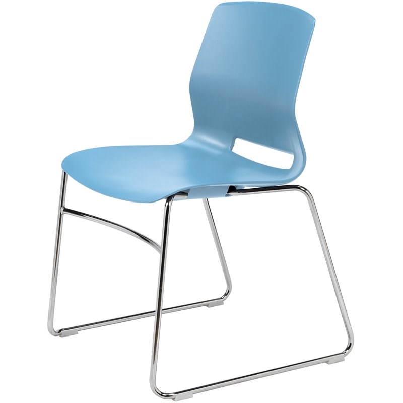 Olio Designs Lola Plastic Sled Base Stackable Chair in Sky Blue ...