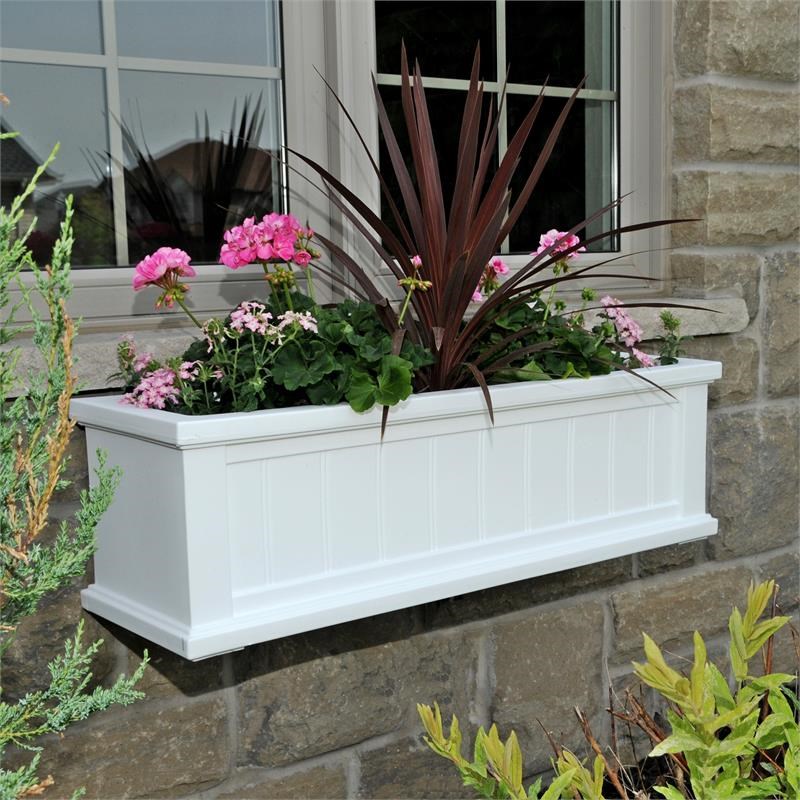 mayne cape cod 3ft weatherproof coastal plastic window box in white ...