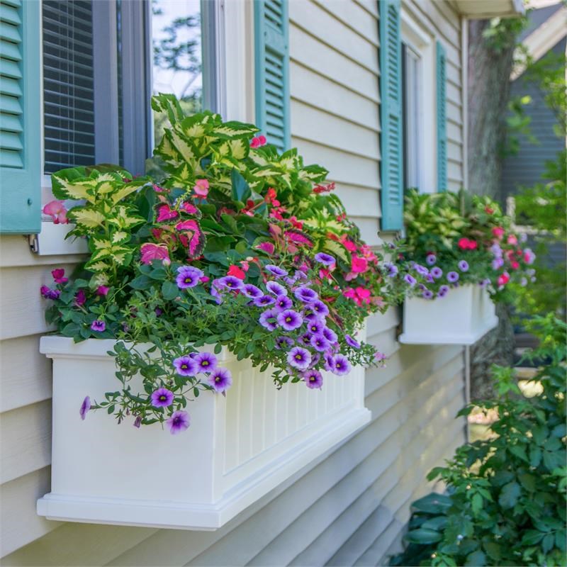 mayne cape cod 4ft weatherproof coastal plastic window box in white ...