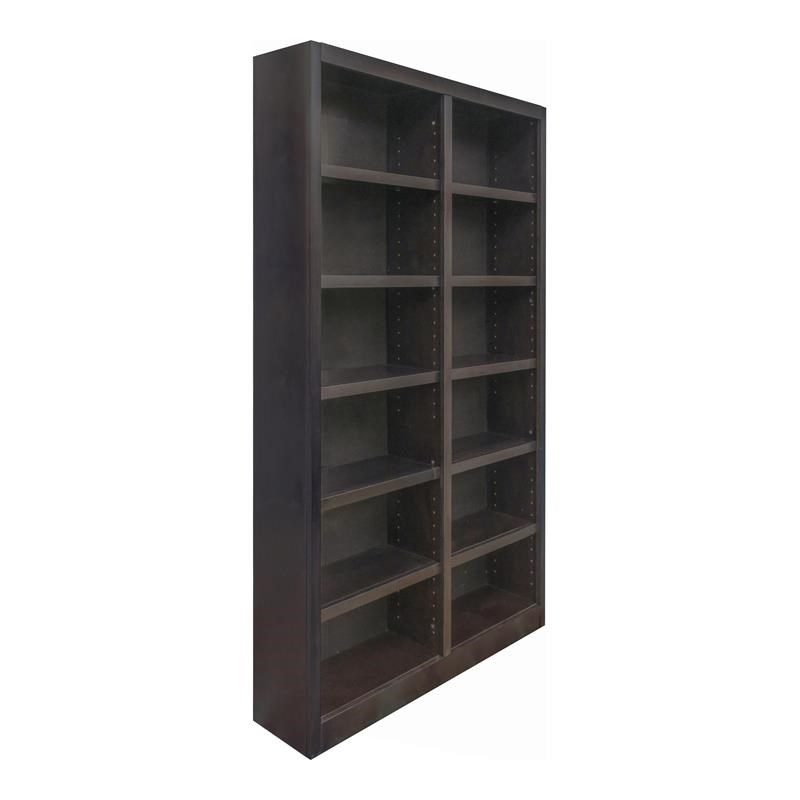 Traditional 84" Tall 12-Shelf Double Wide Wood Bookcase in Espresso ...