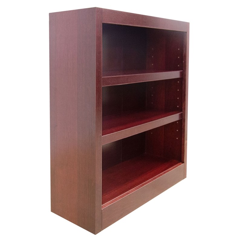 Traditional 36" Tall 3-Shelf Wood Bookcase in Cherry | Homesquare