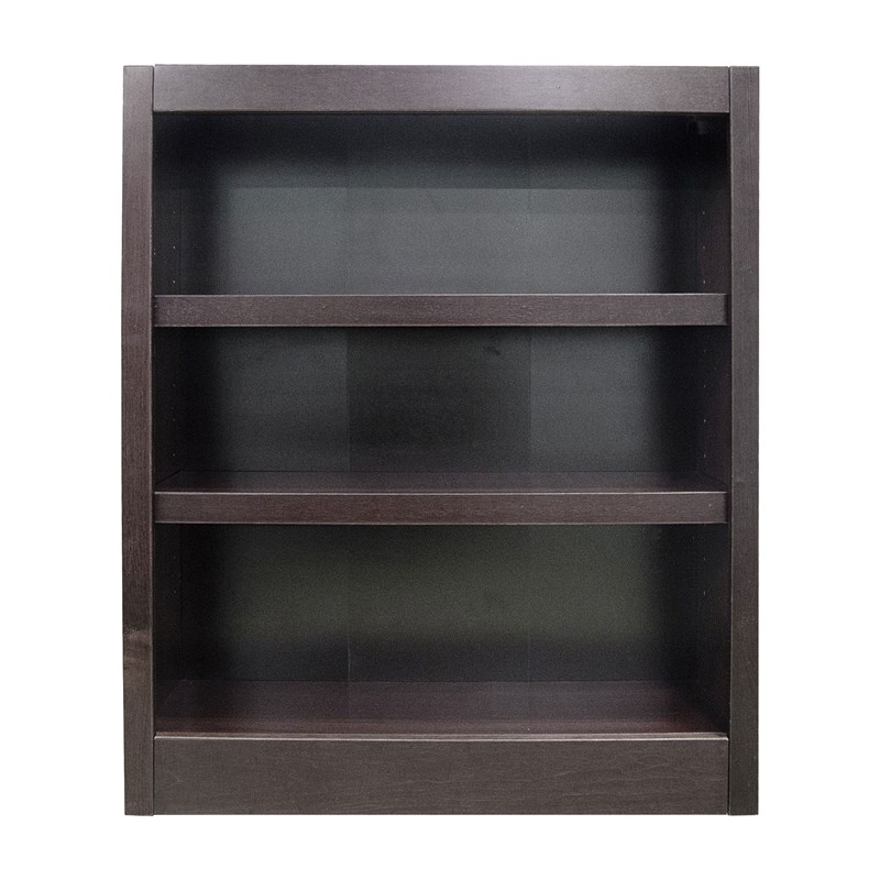 Traditional 36" Tall 3-Shelf Wood Bookcase in Espresso | Homesquare