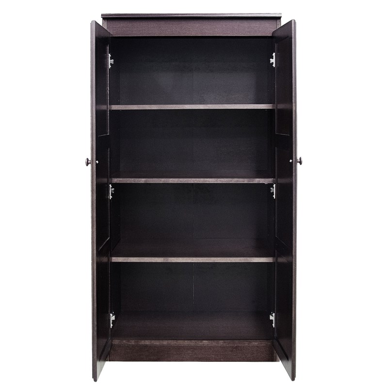 Traditional 60" Wood Storage Cabinet with 4-Shelves in Espresso ...