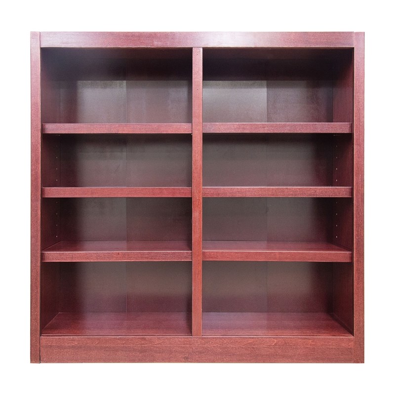 Traditional 48" Tall 8-Shelf Double Wide Wood Bookcase in Cherry ...