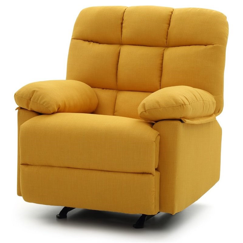Glory Furniture Cindy Twill Fabric Rocker Recliner in Yellow | Homesquare