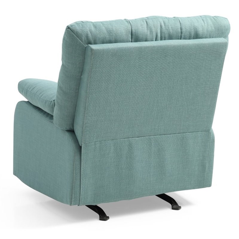 Glory Furniture Cindy Twill Fabric Rocker Recliner in Teal | Homesquare