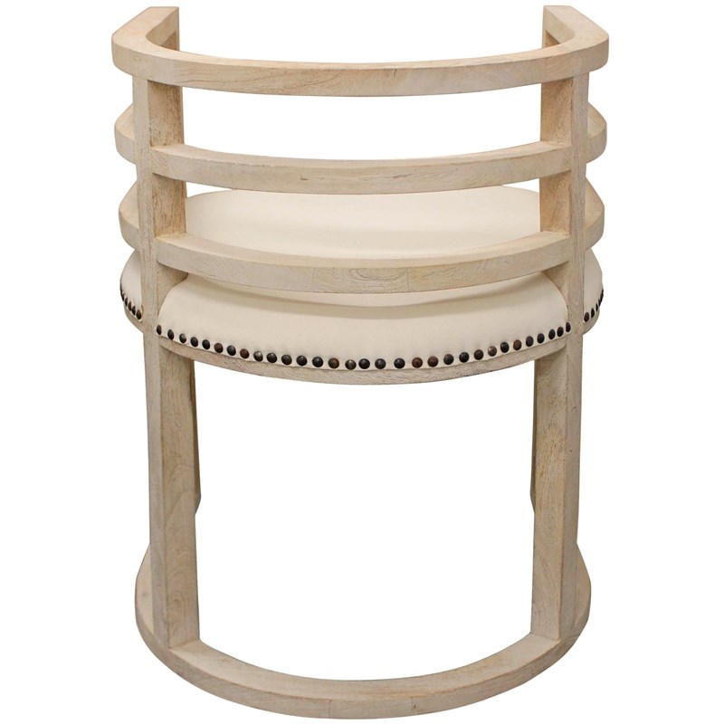 Nueva Solid Wood Barrel Chair with Linen Fabric in Natural and Metal ...