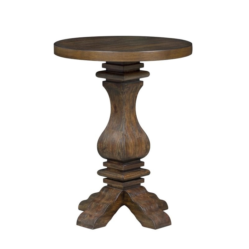 pulaski blaine rustic pedestal table in brown - p020262
