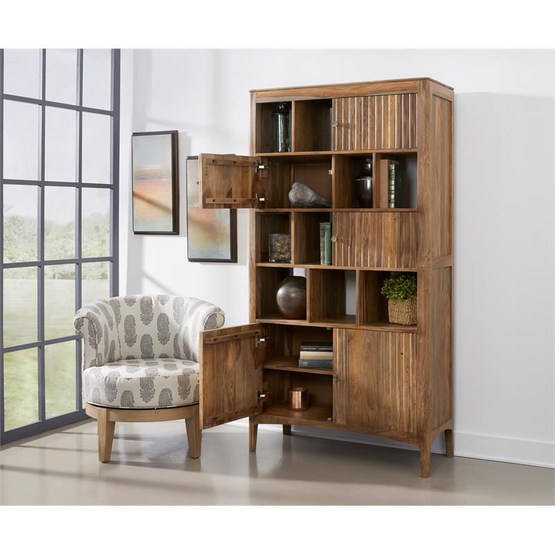 Treasure Trove Natural Brown Sheesham Wood Five Door Bookcase | Homesquare