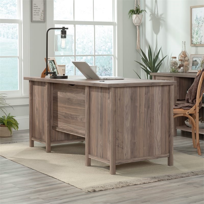 UrbanPro Traditional Engineered Wood Executive Desk in Washed Walnut ...