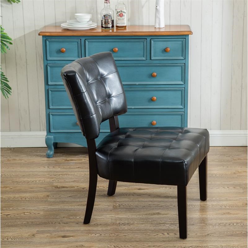 Roundhill Furniture Blended Leather Tufted Oversized Accent Chair In