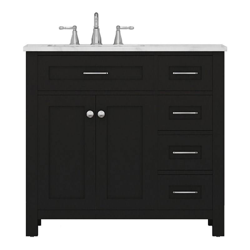 Alya Bath Norwalk 36" Wood Drawer Vanity with Carrera Marble Top in ...