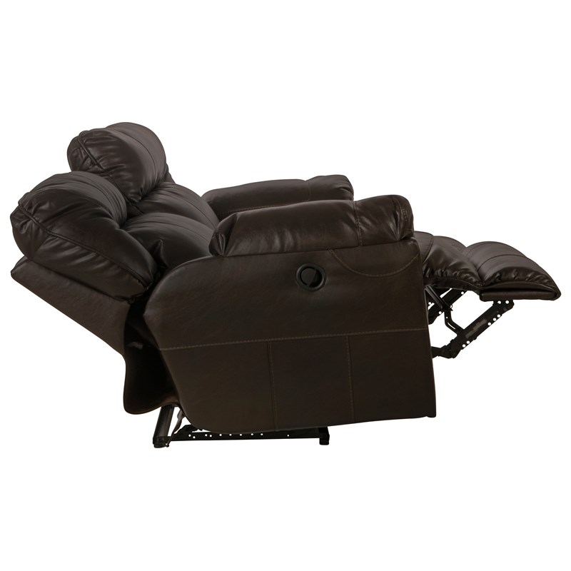 Catnapper Nolan Reclining Sofa in Godiva Brown Faux Leather | Homesquare