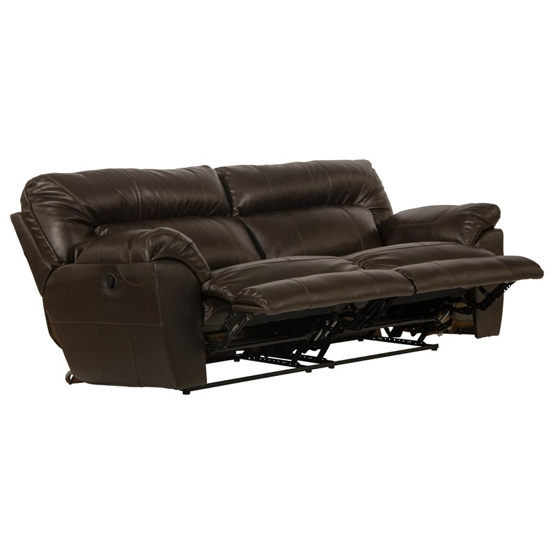 Catnapper Nolan Reclining Sofa in Godiva Brown Faux Leather | Homesquare