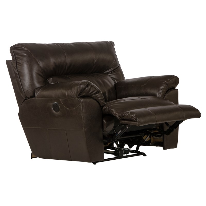Catnapper Nolan Oversized Power Recliner Covered in Brown Faux Leather ...