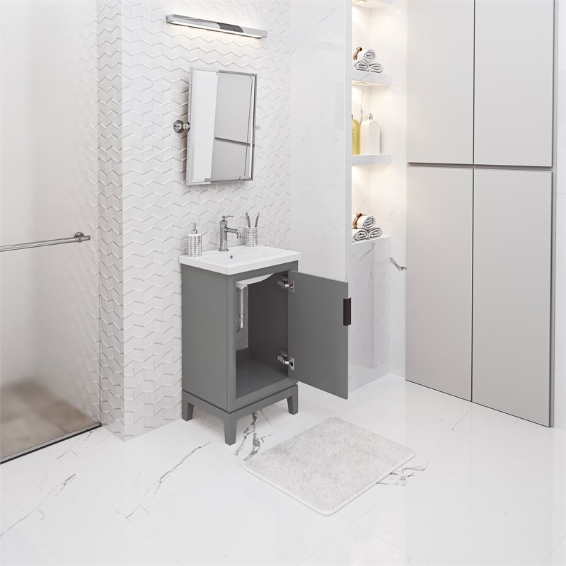 Water Creation Elsa 20" Wood Single Bathroom Vanity in Cashmere Gray ...