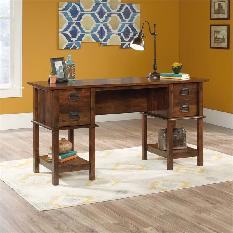 Sauder Viabella Engineered Wood Writing Desk in Curado Cherry | Homesquare