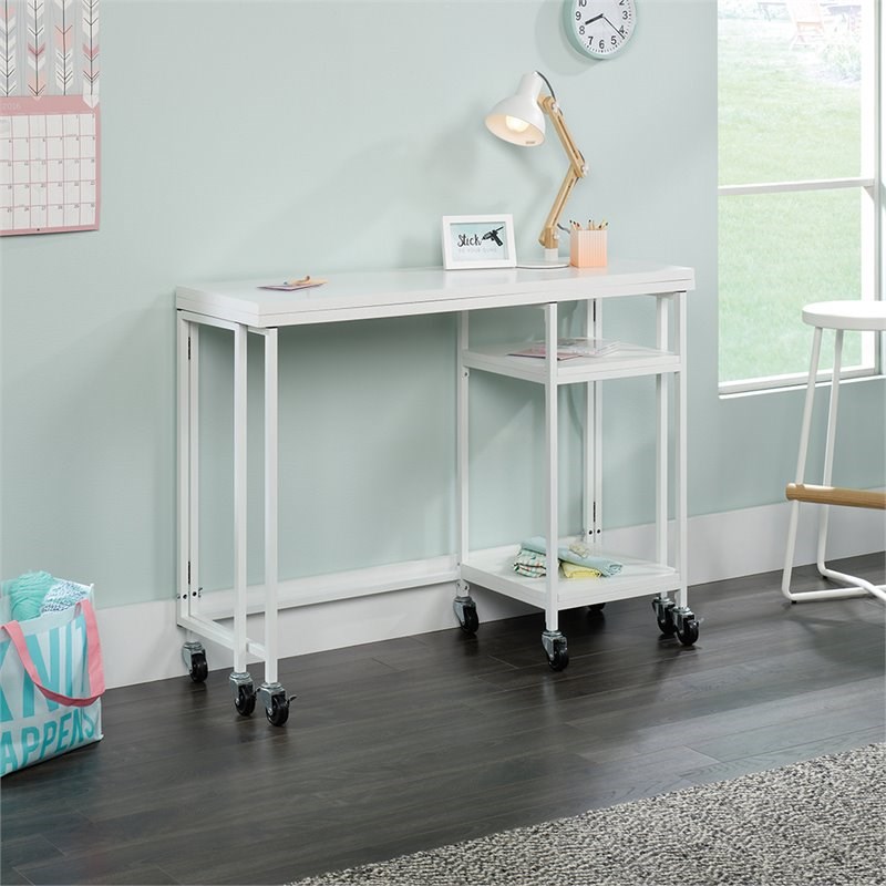 sauder craft pro mobile crafts table in white - 421983