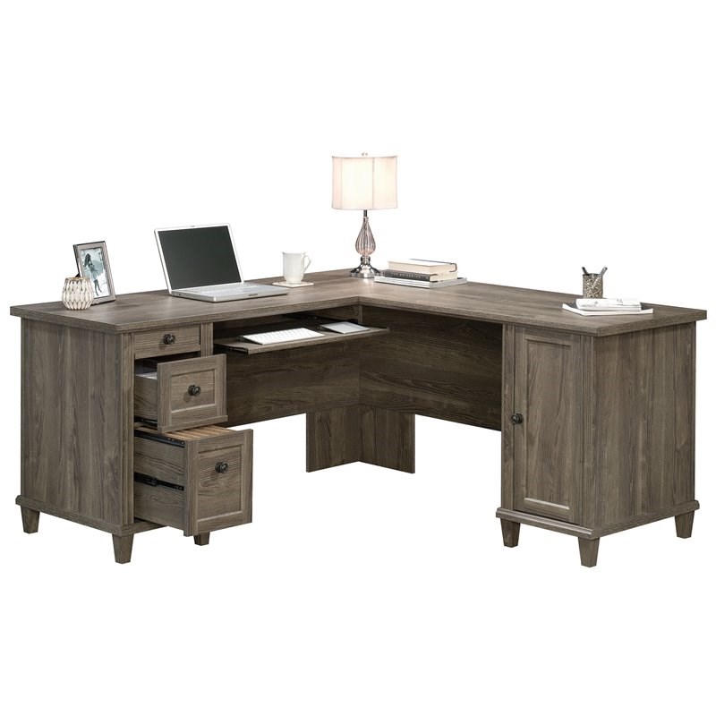 Sauder Hammond Contemporary Wood L-Shape Computer Desk in Emery Oak ...