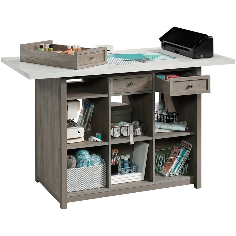 Sauder Craft Pro Series Wooden Crafts Table in Mystic Oak | Homesquare