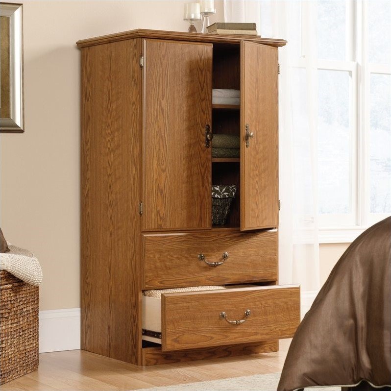 sauder orchard hills armoire in carolina oak - 401292