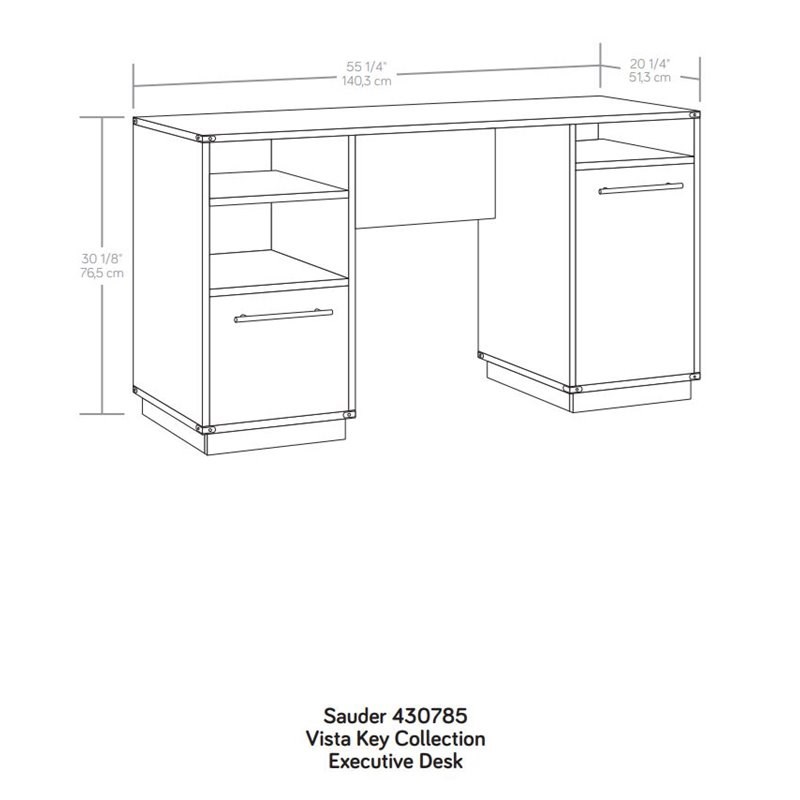 Sauder Vista Key Engineered Wood Executive Desk in Pearl Oak/Blaze ...
